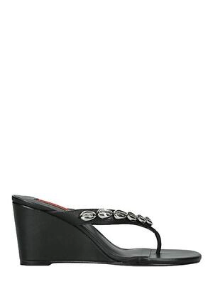 SIMONMILLER Shell Embellished Leather Wedge Sandals - Blk/other
