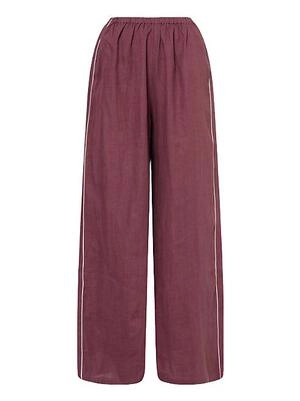 Second Summer La Mar Wide-leg Linen Trousers - Cherry