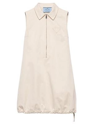 Prada Sleeveless Cotton-chino Mini Dress - Neutral