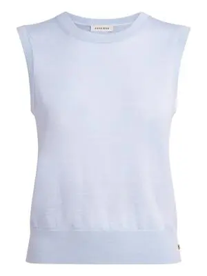 ANINE BING Moni Sleeveless Wool-cashmere Tank Top - Blue