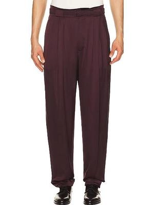 Saint Laurent Carotte Ample Silk Trousers - Prune