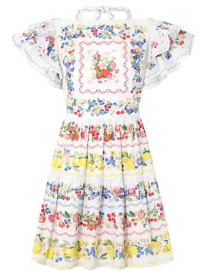 MARY KATRANTZOU Margarita Ruffled Floral-print Cotton-poplin Mini Dress - Multi