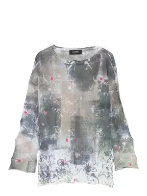 CIVIDINI Ernesta" Abstract Patterned Long Sleeve Top - Grey