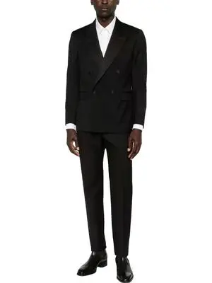 LARDINI Peaked-lapel Double-breasted Jacket - Black