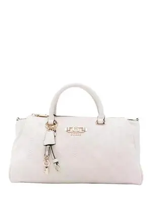 Guess Debossed Logo Detail Tote Bag With Key Charm - Neutrals