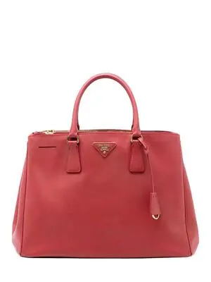 Prada Saffiano Lux Galleria Double Zip Satchel - Red