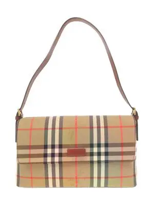 Burberry Haymarket Check Canvas Flap Bag - Neutrals