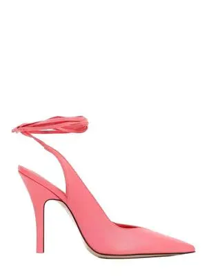 Attico Ankle Tie Leather Pumps - Pink