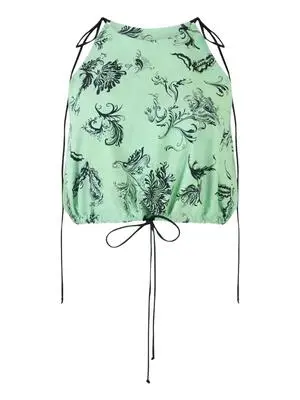 Rosie Assoulin Sleeveless Floral Print Top - Green