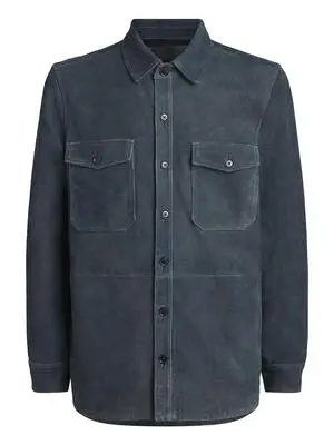 Paige Suede Overshirt - Navy