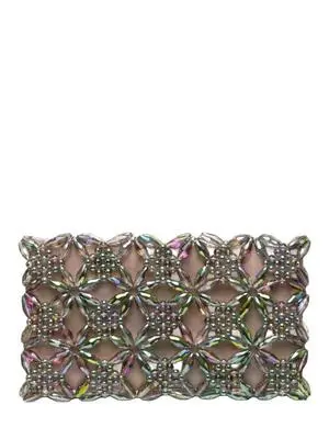 0711 TBILISI Rhea Beaded Clutch Bag - Silver