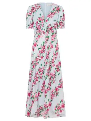 Saloni Lea' Floral Print Silk Midi Dress - Multi