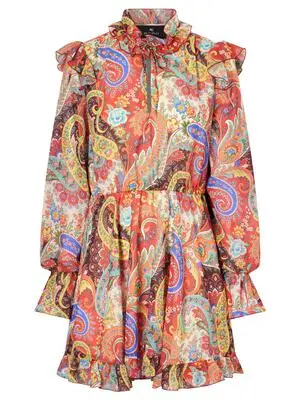 Etro Ruffled Paisley-print Chiffon Mini Dress - Multi