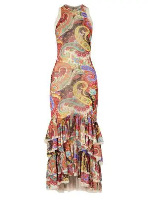Etro Ruffled Paisley-print Chiffon Midi Dress - Multi