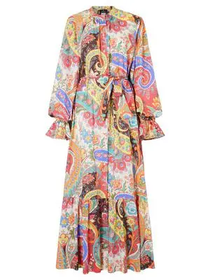 Etro Belted Paisley-print Cotton-voile Maxi Shirt Dress - Multi
