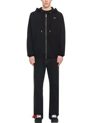 Off-White Printed Zip-up Hoodie - Black