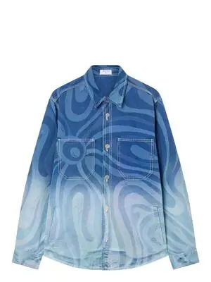 Emilio Pucci Marmo Print Oversized Denim Jacket - Blue