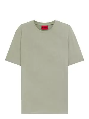 Hugo Slub-interlock T-shirt In A Slim Fit - Neutrals