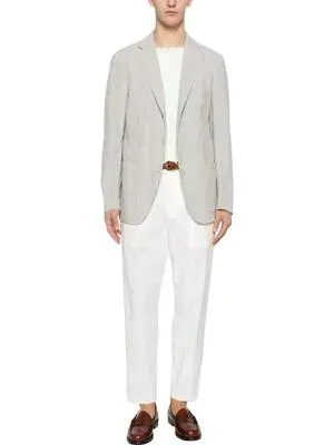 Eleventy Striped Single-breasted Jacket - Neutrals