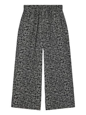 Whistles Grid-print Elasticated-waist Woven Trousers - Black