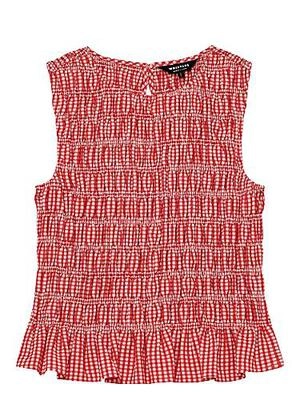 Whistles Gingham Shirred Woven Top - Multi-coloured