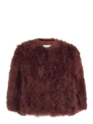 YVES SALOMON Yves Salomon Feather Cropped Jacket Red
