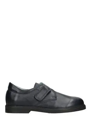 PAPOUELLI Leather Fergus Shoes With Velcro Fastening - Navy