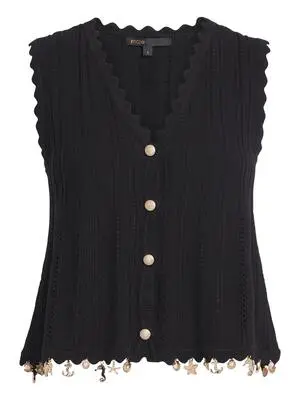 Maje Sleeveless Embellished Cardigan - Black