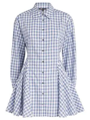 Maje Checked Rhinestone Mini Shirt Dress - White