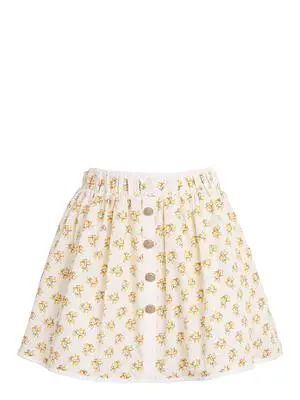 Maje Printed Button-front Mini Skirt - Yellow
