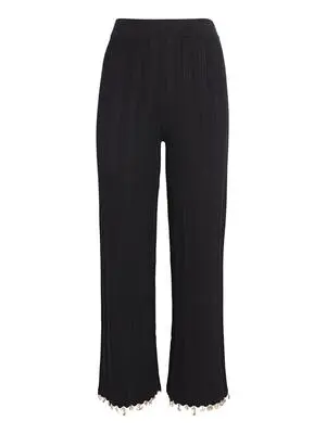 Maje Embellished Knit Trousers - Black