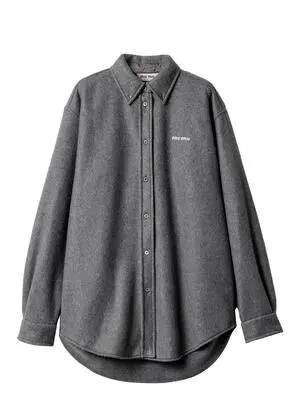 Miu Miu Fleece Logo Shirt - Grey