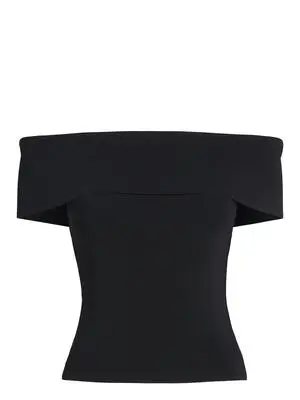 Maje Off-the-shoulder Rib-knit Top - Black
