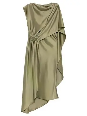 Amsale Asymmetrical Draped Midi Dress - Green