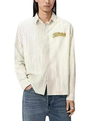 ALLSAINTS Samuel Striped-logo Shirt - Neutrals