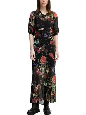 ALLSAINTS Tiwa Floral Print Maxi Dress - Black