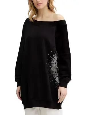 GUESS Off-Shoulder Rhinestone Embellished Sweatshirt