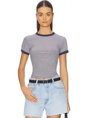 Good American Super Stretch Ringer Baby Tee In . Also - Navy