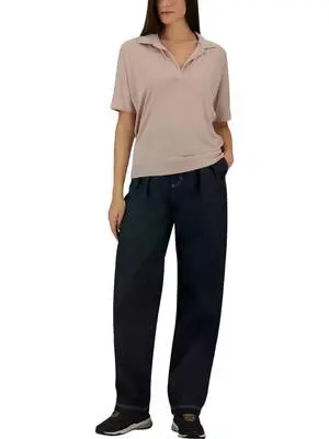 Herno High Waist Pleated Denim Effect Trousers - Blue