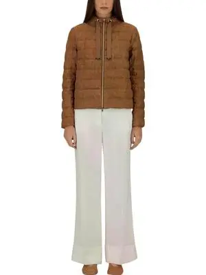Herno Quilted High-neck Jacket With Striped Detail - Brown