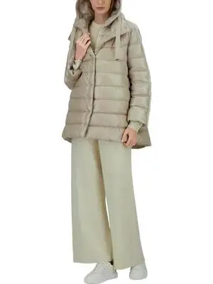 Herno A-shape Quilted Coat With Drawstring Hood - Neutrals