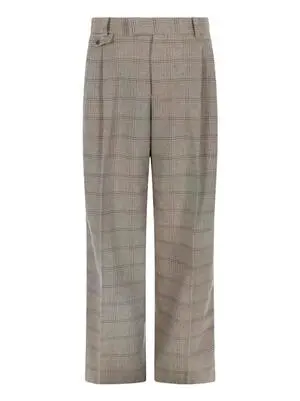 Drole De Monsieur Beige Check Pattern Tailored Trousers - Neutrals