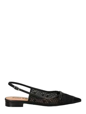 BIBI LOU Xaia Pointed-toe Slingback Pumps With Floral Lace Cut-out Detail - Black