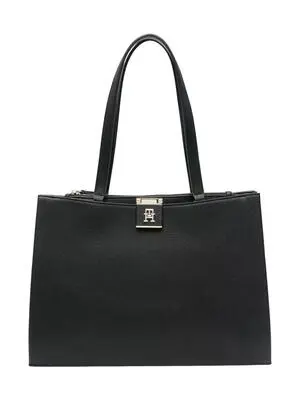 Tommy Hilfiger Tote Bag With Gold-tone Clasp - Black