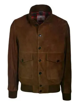 BARACUTA Suede Buttoned Pocket Jacket - Brown