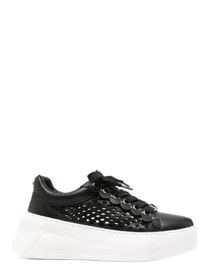 CULT Nirvana Cutout Leather Platform Sneakers - Black