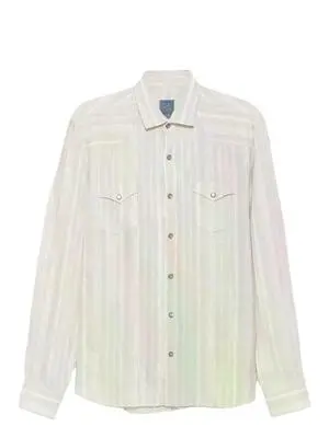 BARBA NAPOLI Striped Flap-pockets Shirt - Neutrals