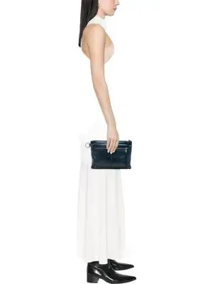 Balenciaga Lambskin Motocross Classic Clip S Clutch Bag - Blue