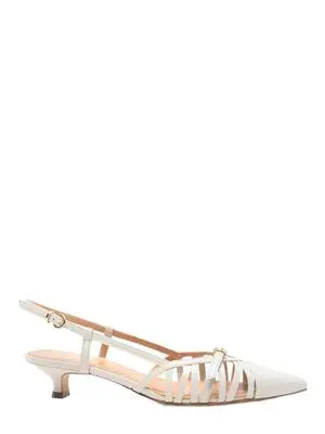 THE SELLER Slingback Leather Pumps With Buckle Detail - Neutrals