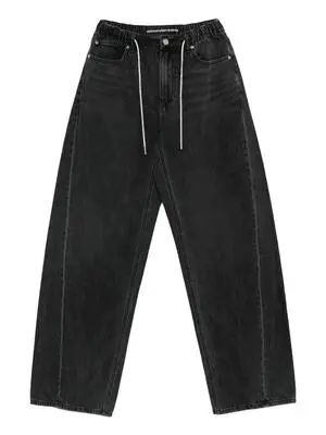 Alexander Wang Logo Patch Wide Leg Jeans - Black